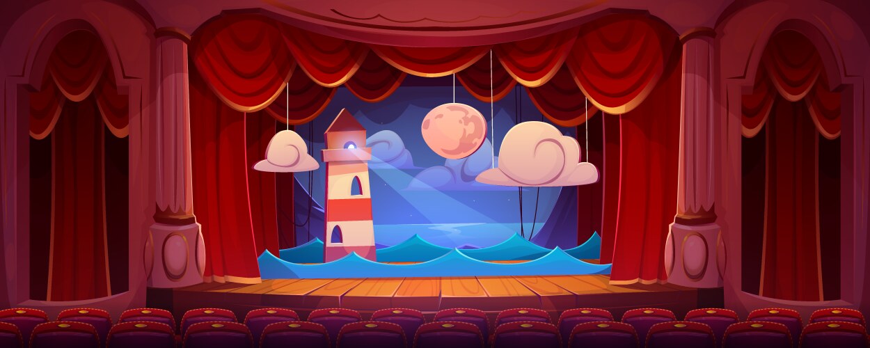 Puppet theater child show stage background Vector Image