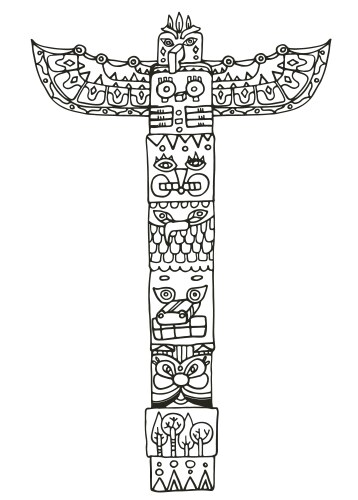 Color totem pole with animals Royalty Free Vector Image