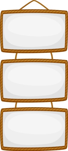 Blank sign template with wooden frames on white Vector Image