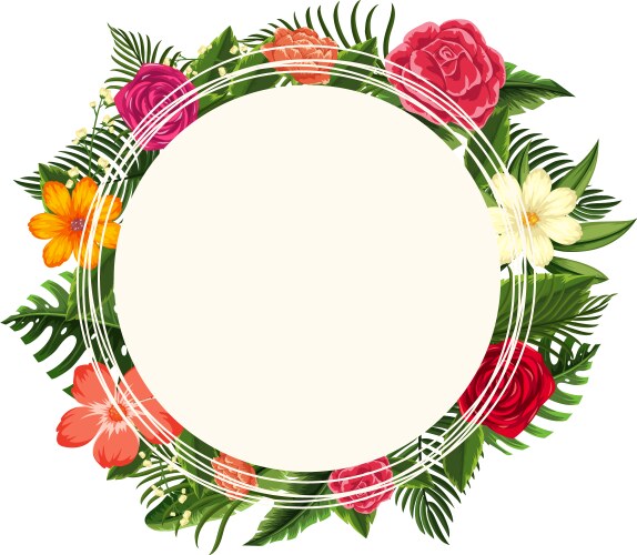 Round border with colorful flowers Royalty Free Vector Image