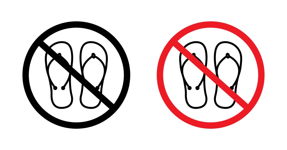 No sandals sign slipper not allowed symbol off Vector Image