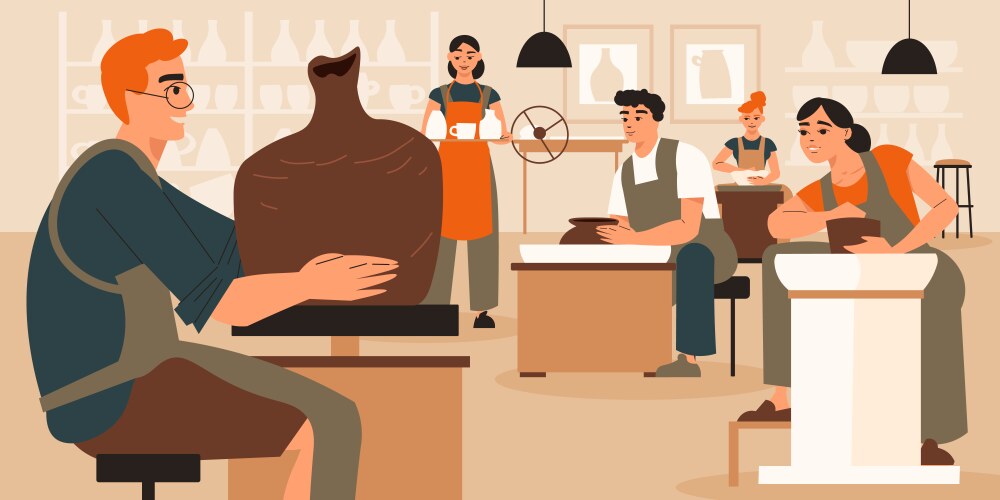 Pottery studio infographics Royalty Free Vector Image