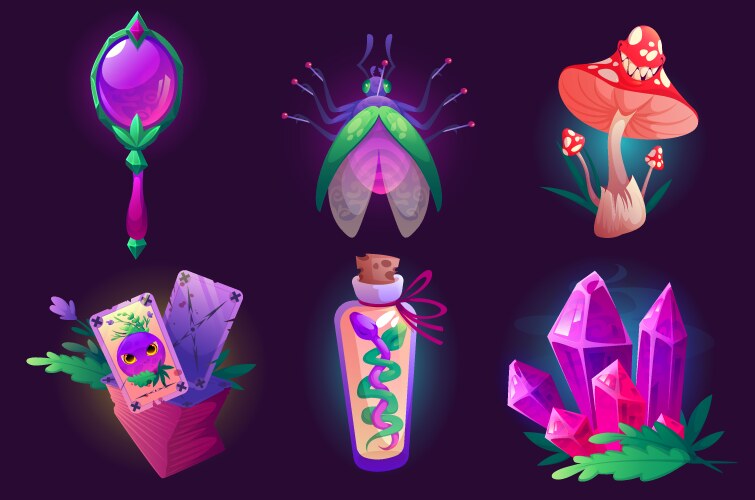 Interface for magic game cartoon design elements Vector Image