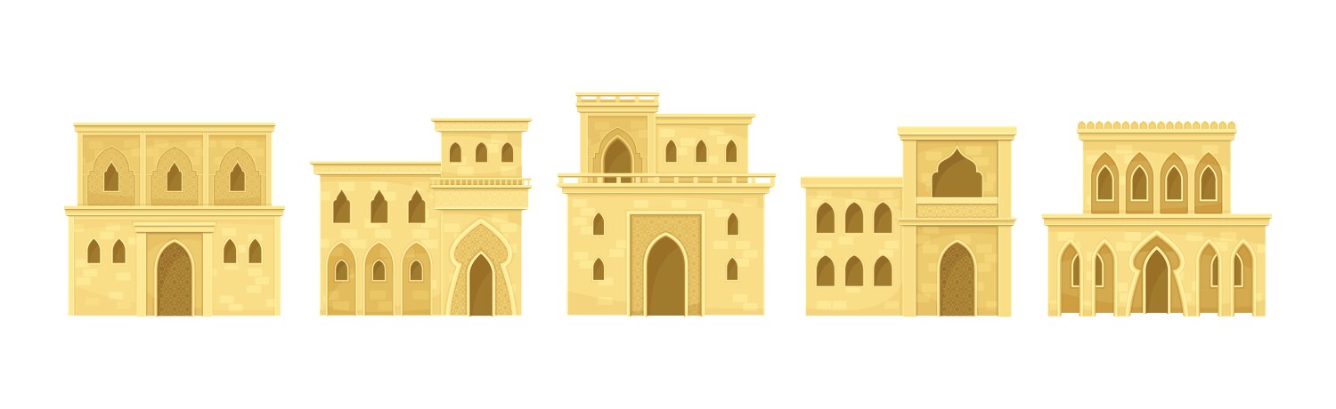 Arabic architecture and building with arch window Vector Image