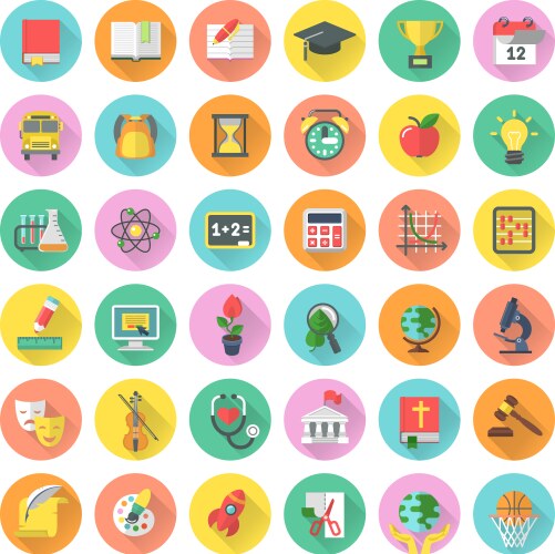 School icons set Royalty Free Vector Image - VectorStock