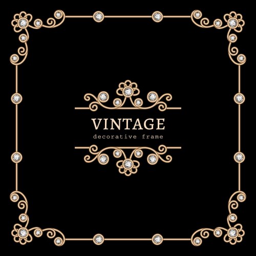 Square gold frame on black Royalty Free Vector Image