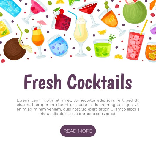 Tasty cocktail drink web banner design Royalty Free Vector