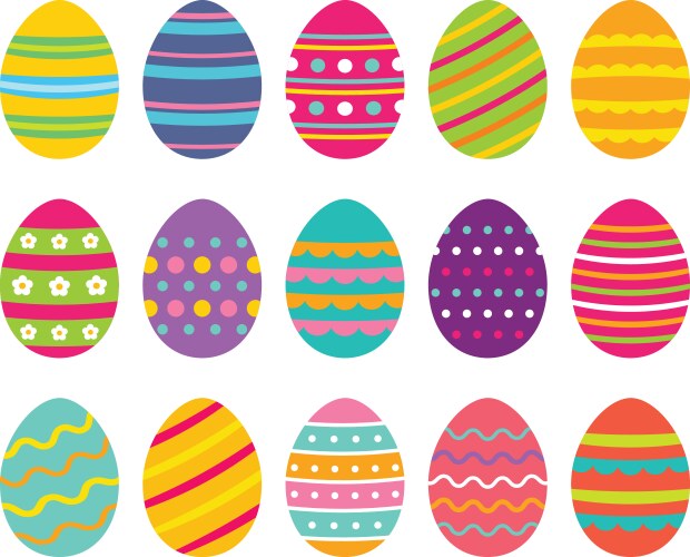 Cartoon colorful easter eggs with patterns Vector Image