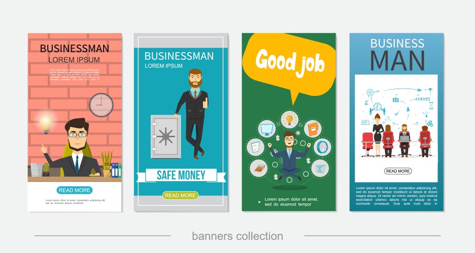 Businessman winner vertical banners Royalty Free Vector