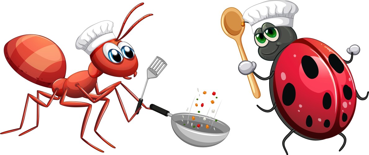 Cute ants carrying food Royalty Free Vector Image