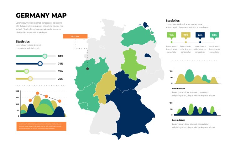 Flat germany map infographic Royalty Free Vector Image
