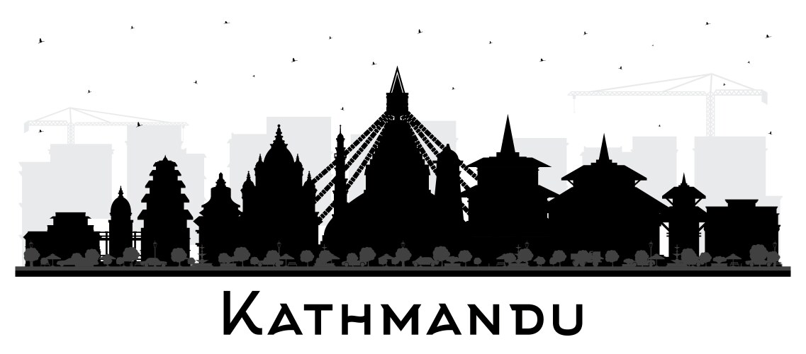 Kathmandu Skyline Silhouette Royalty Free Vector Image