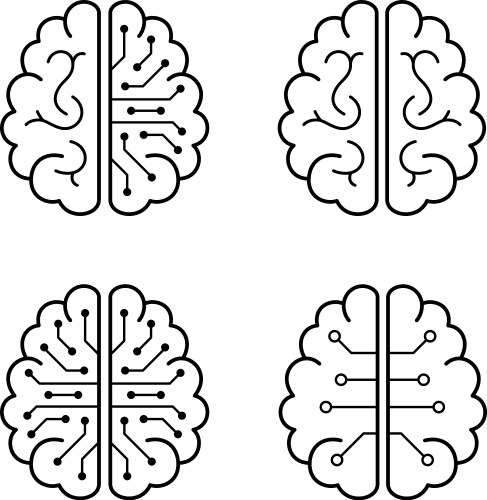 Human brain and artificial intelligence concept Vector Image