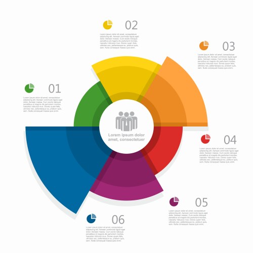 Pie chart concept with 8 parts template Royalty Free Vector