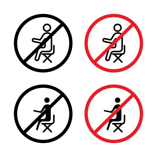 No sitting sign icon set ban Royalty Free Vector Image
