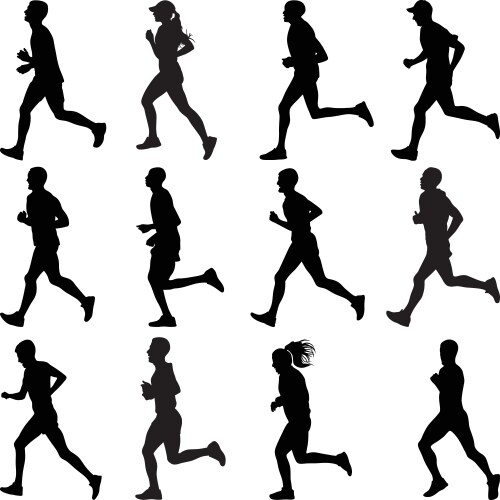 Silhouette Runners Royalty Free Vector Image - VectorStock