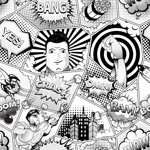 Black and white comic book page Royalty Free Vector Image