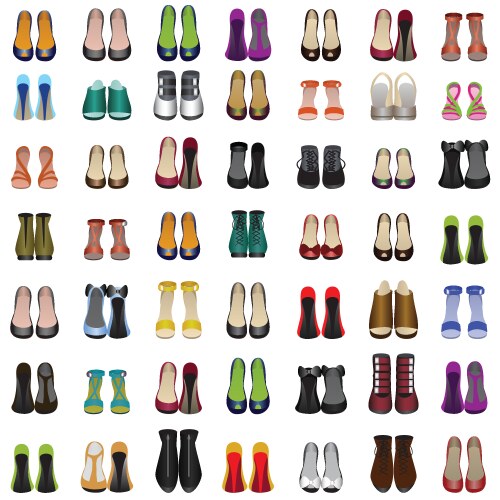 Shoes on shelves Royalty Free Vector Image - VectorStock