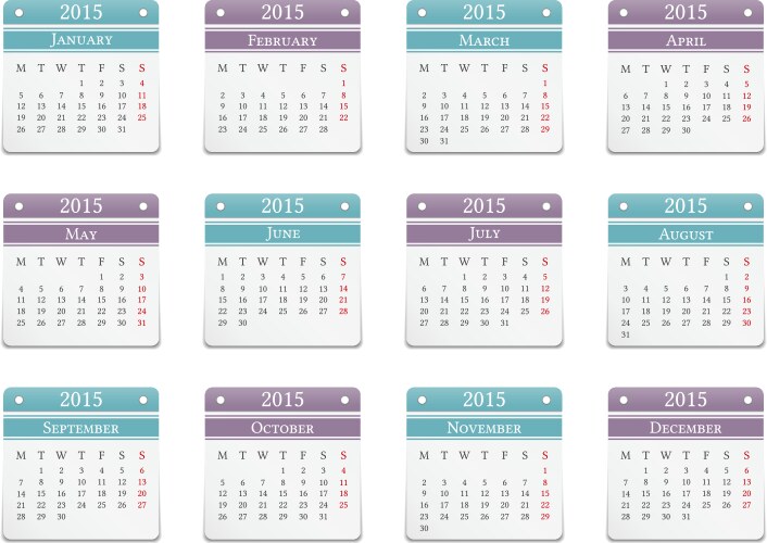 2015 calendar Royalty Free Vector Image - VectorStock