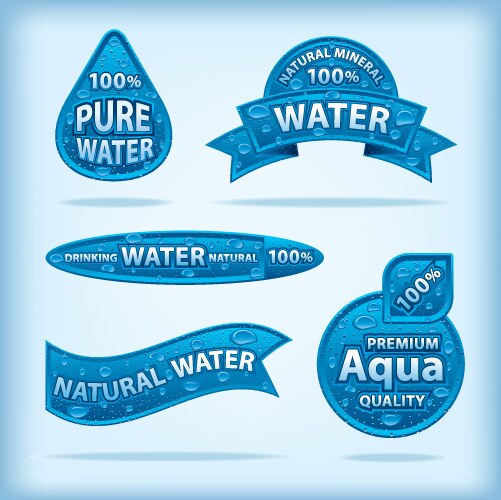 Water labels and stickers Royalty Free Vector Image