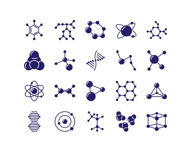 Connected molecules icons molecular structure Vector Image