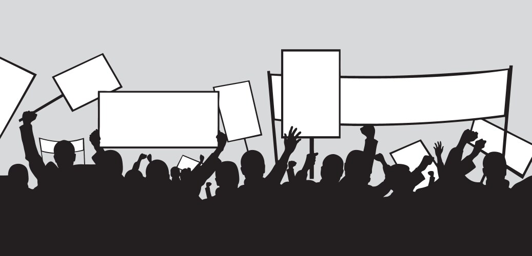 Crowd people silhouette transparent protest Vector Image