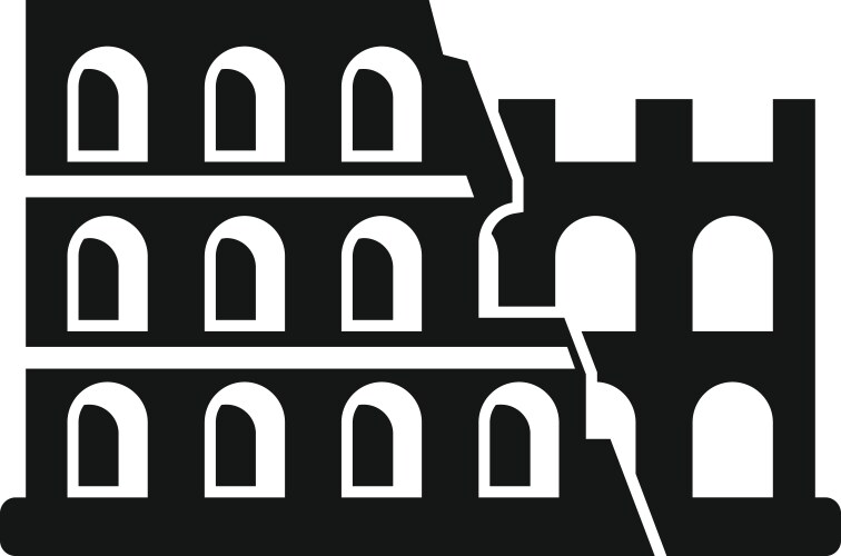 Roman colosseum facade showing deterioration over Vector Image