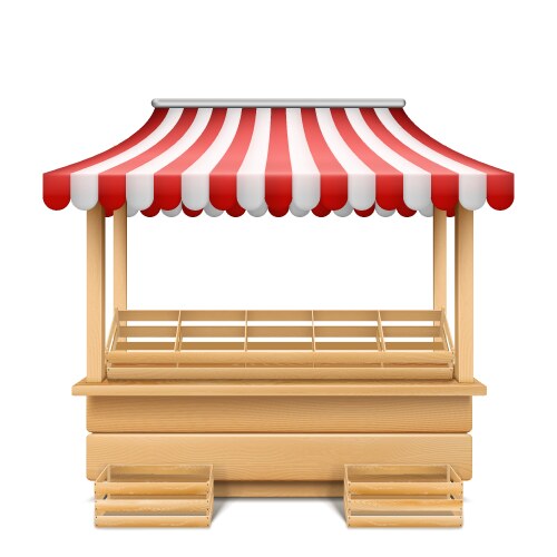 Empty market stall wooden kiosk street grocery Vector Image Empty market stall wooden kiosk street grocery Vector Image