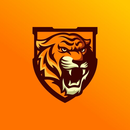 Roaring tiger logo design Royalty Free Vector Image