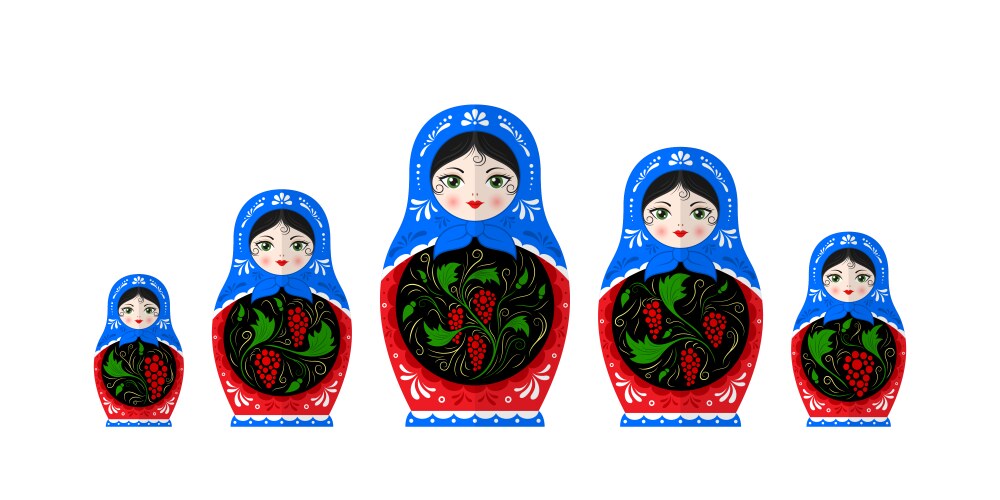 Russian dolls authentic traditional toys Vector Image