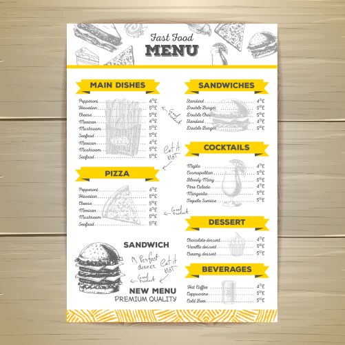 Vintage burger menu design fast food Royalty Free Vector