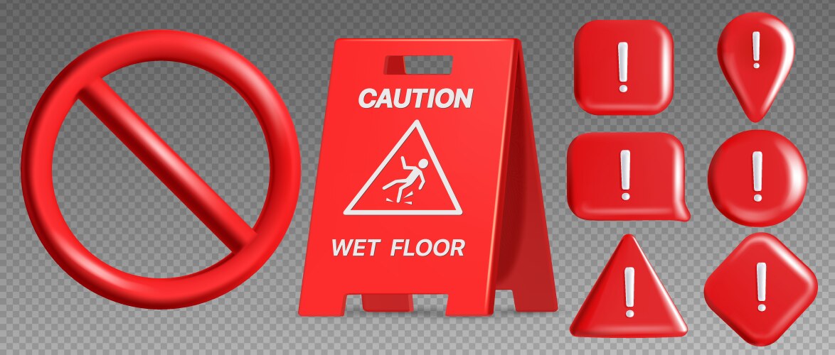 Warning signs realistic composition Royalty Free Vector