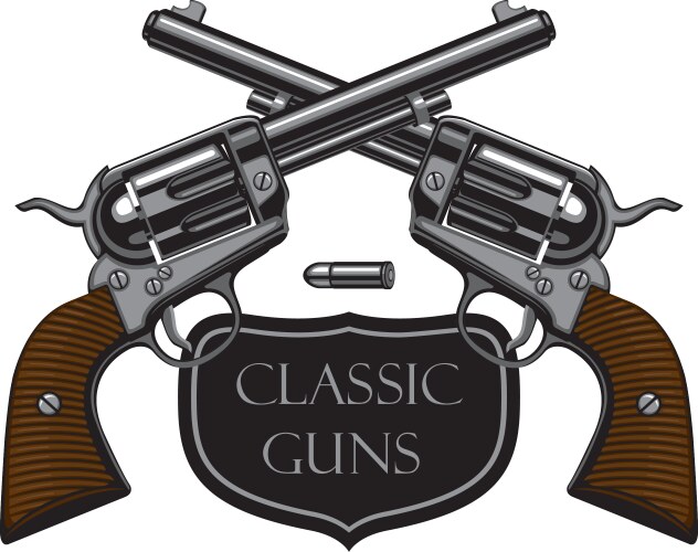 Banner with two revolvers hat bullets and roses Vector Image