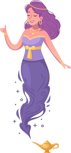 Friendly genie cartoon Royalty Free Vector Image