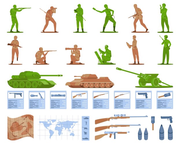 World war weapon silhouettes isolated ww2 Vector Image