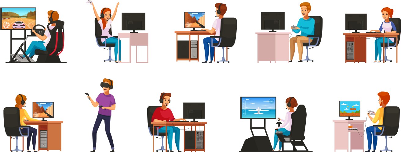 Online courses cartoon set Royalty Free Vector Image