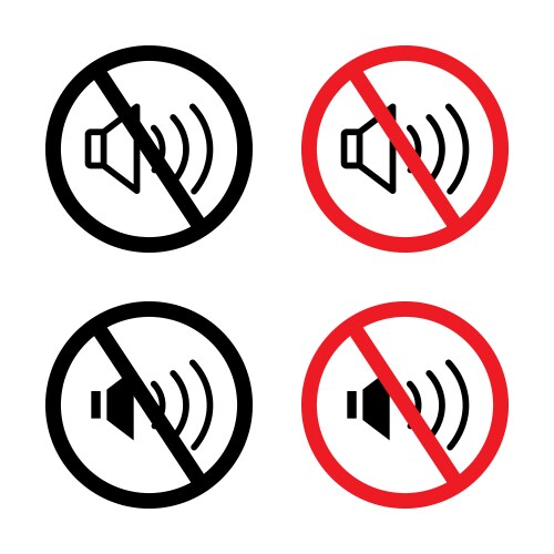 No sound sign icon set restriction on noise Vector Image