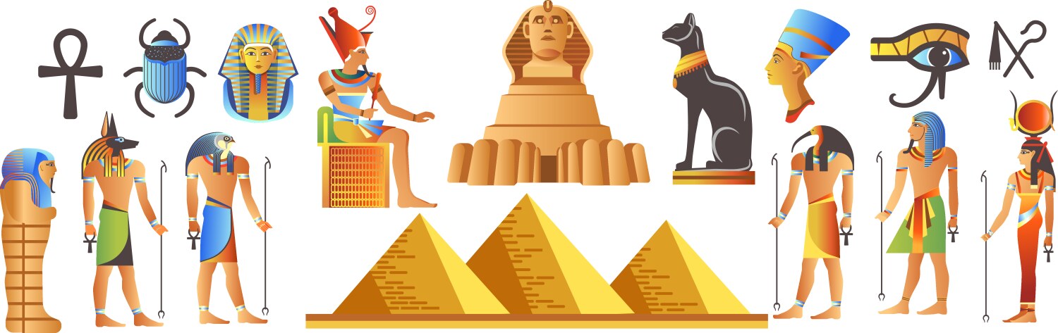 Ancient Egyptian Gods & Symbols Royalty Free Vector