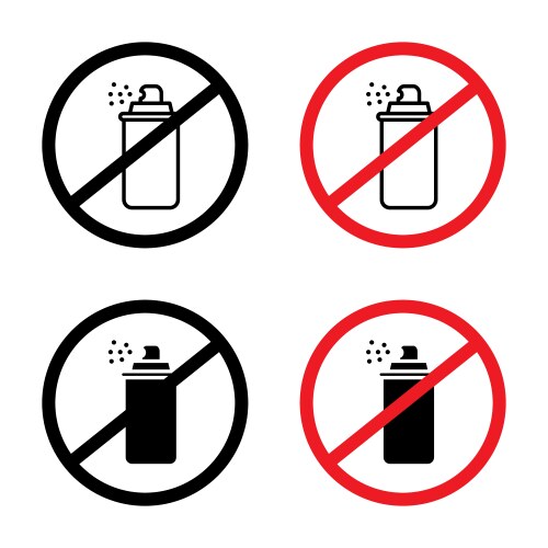 No spray can allowed sign icon set aerosol red Vector Image