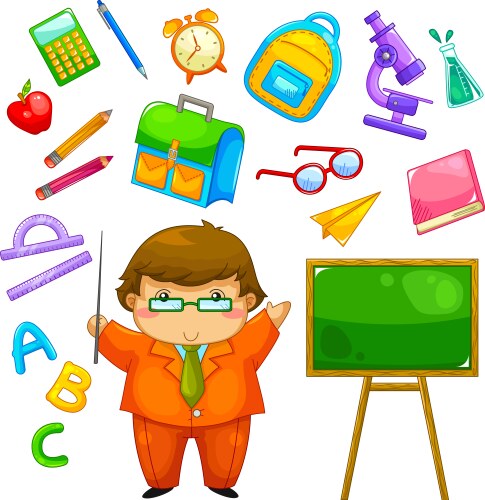 Teachers and students clipart set Royalty Free Vector Image