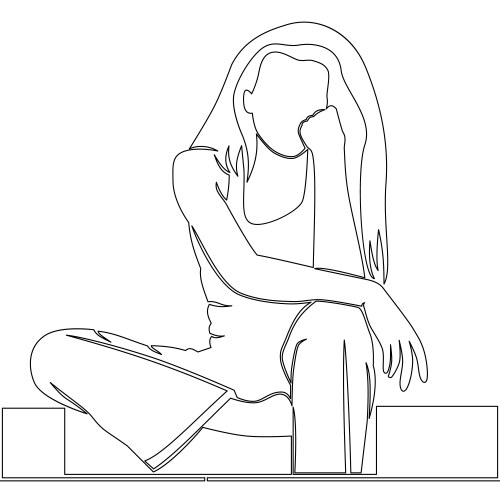 Sad Girl Sitting Sketch Vector Images (over 130)