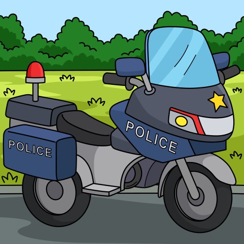 Police motorcycle colored cartoon Royalty Free Vector Image