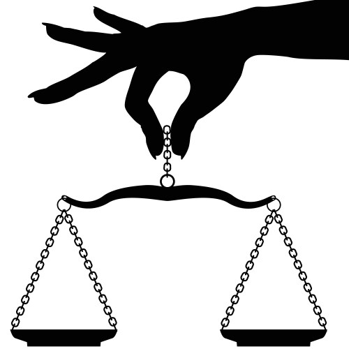 Hand held beam balance scale silhouette Royalty Free Vector