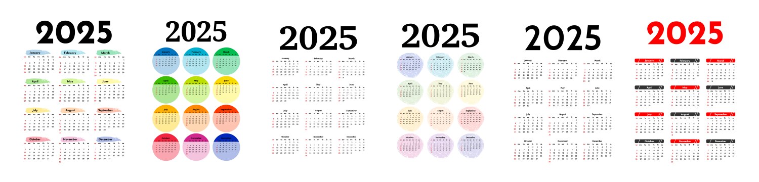 Calendar for 2025 isolated on a white background Vector Image