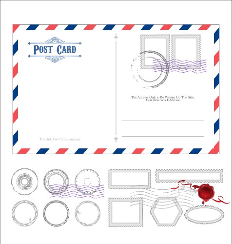 Postcard envelope template set greeting card Vector Image