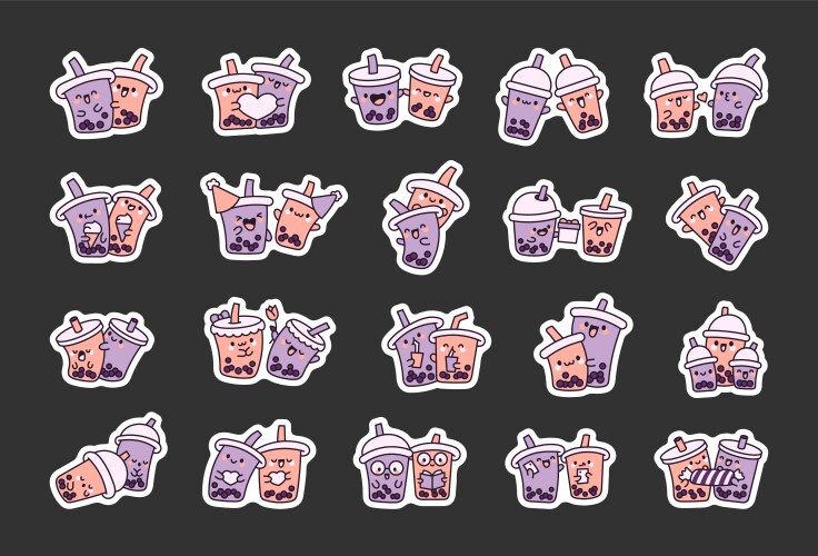 Milk tea with tapioca pearls sticker bookmark Vector Image