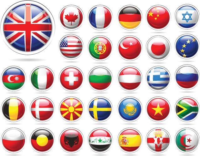 World flags icon set Royalty Free Vector Image