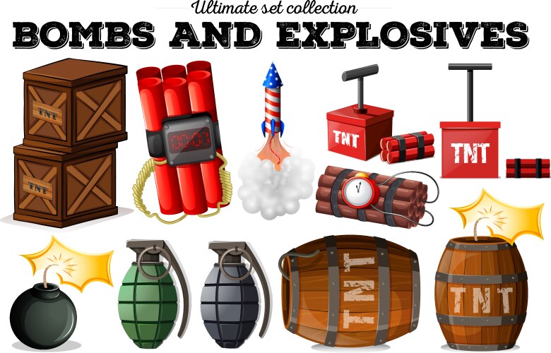 Tnt explosive bombs burning pictures for print Vector Image