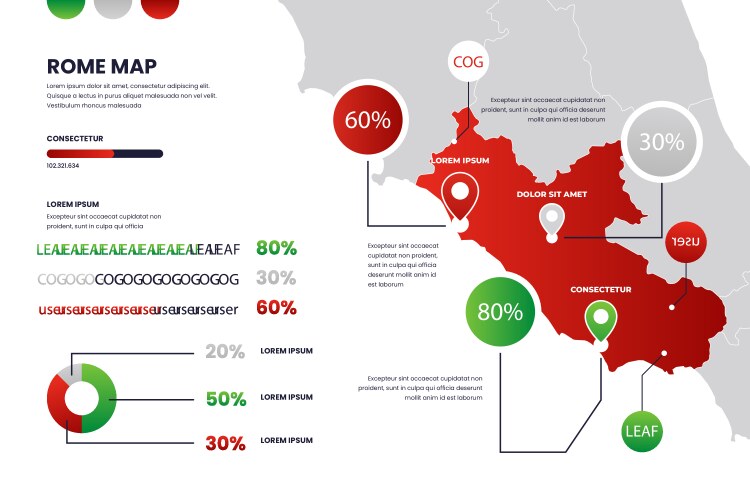 Gradient rome map infographics Royalty Free Vector Image