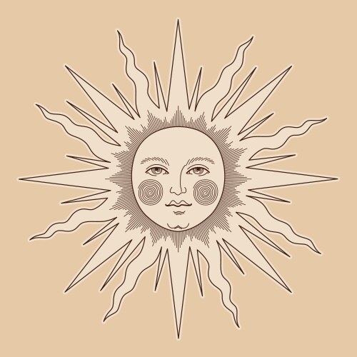 Antique style sun with face of the god apollo Vector Image